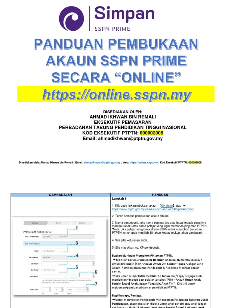 Panduan Pembukaan Akaun SSPN Prime | PDF | Bisnis | Hukum