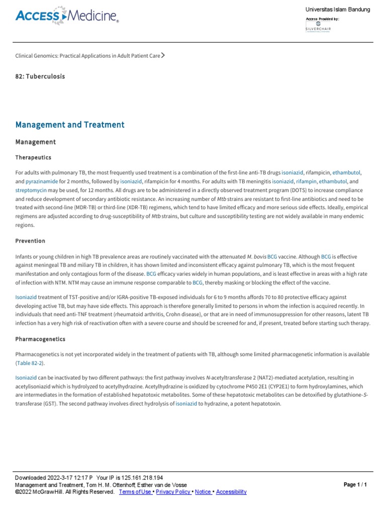 Management and Treatment | PDF | Tuberculosis | Public Health