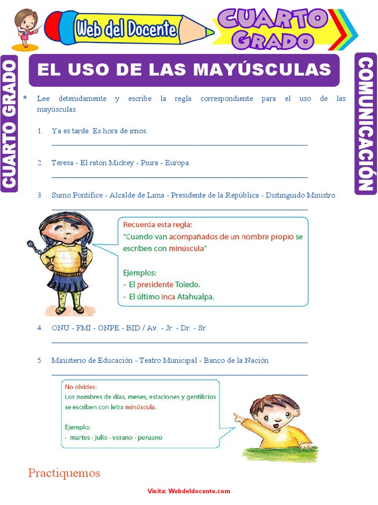 Uso De La Letra Mayuscula Para Tercero De Primaria