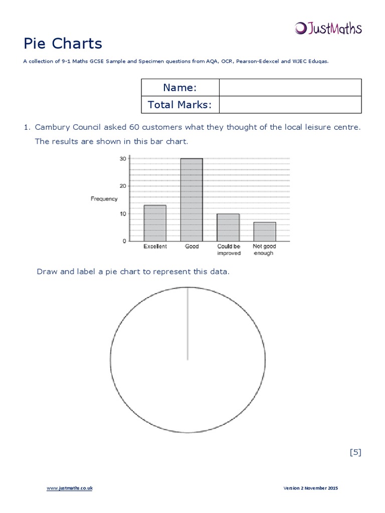 Pie Charts: Name: Total Marks | PDF | Vocational Education | Student ...