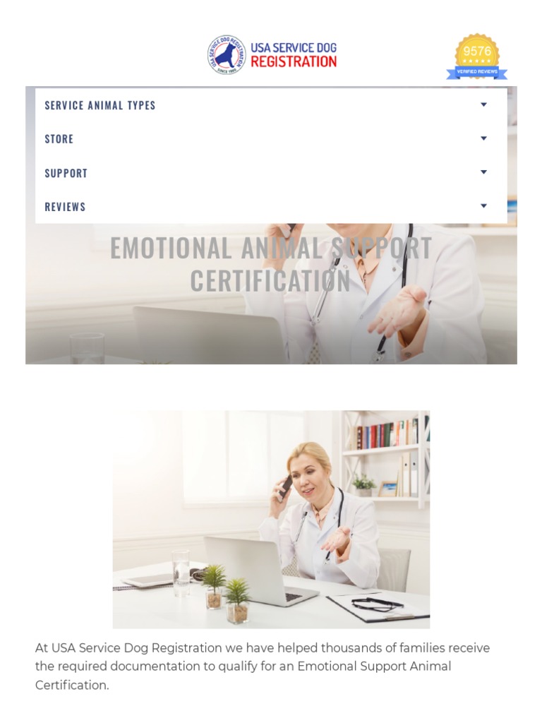 Emotional Support Animal Certification - ESA Letter Certification | PDF