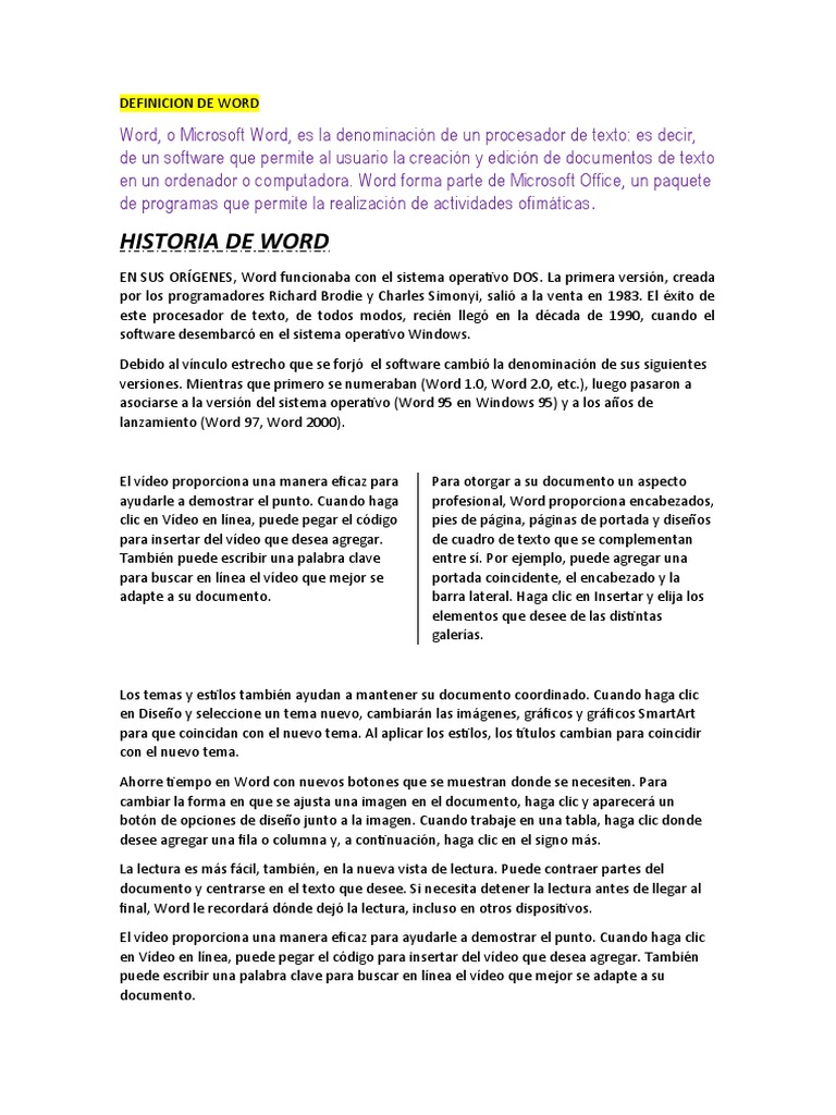 Definicion de Word | PDF | Microsoft Word | Microsoft