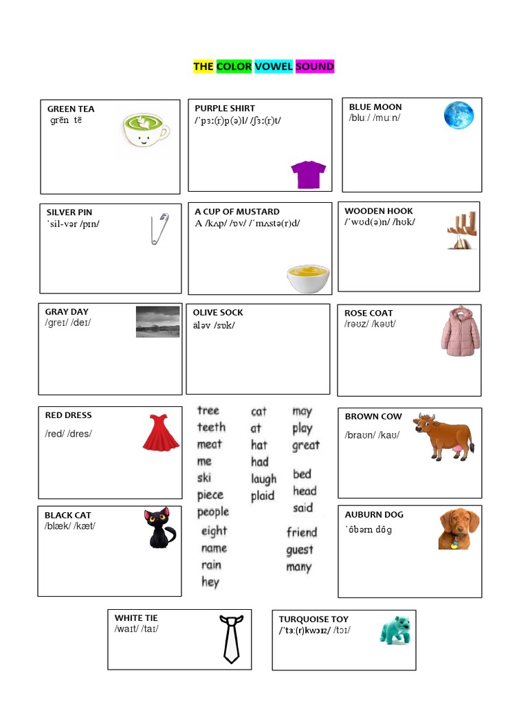 THE COLOR VOWEL SOUND CHART Class 2 | PDF