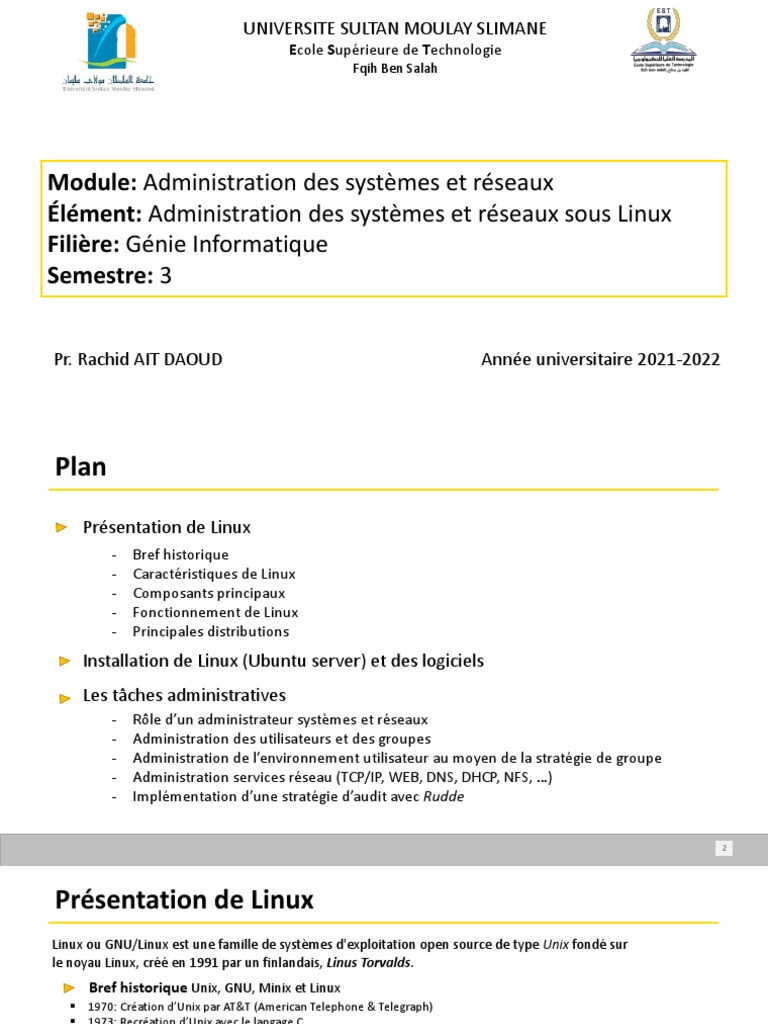 Administration Linux: Systèmes et Réseaux | PDF | Linux | Unix