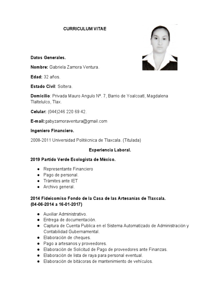 Curriculum Vitae Gabriela | PDF | Economias