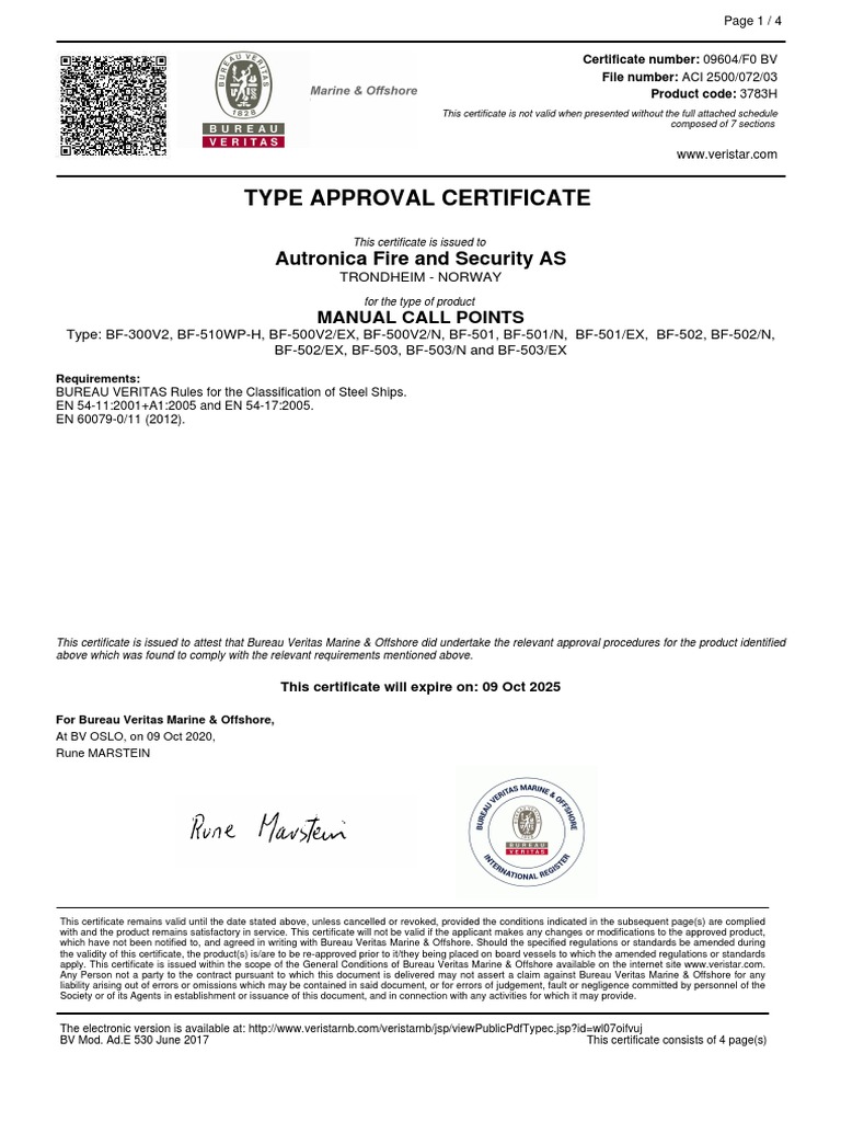 Type Approval Certificate | PDF
