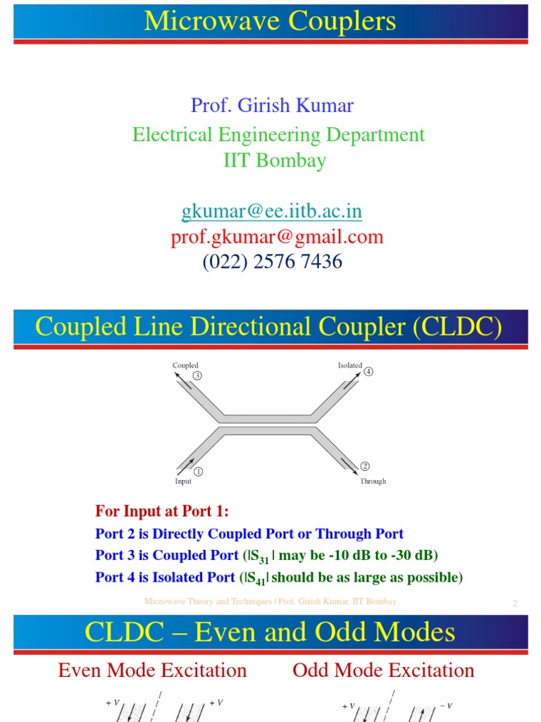 Microwave Couplers Overview and Design | PDF | Electromagnetism | Radio