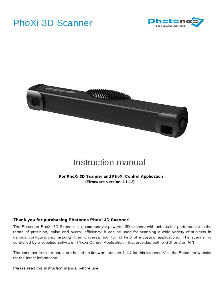 Phoxi 3D Scanner: Instruction Manual | PDF | Image Scanner | Window (Computing)
