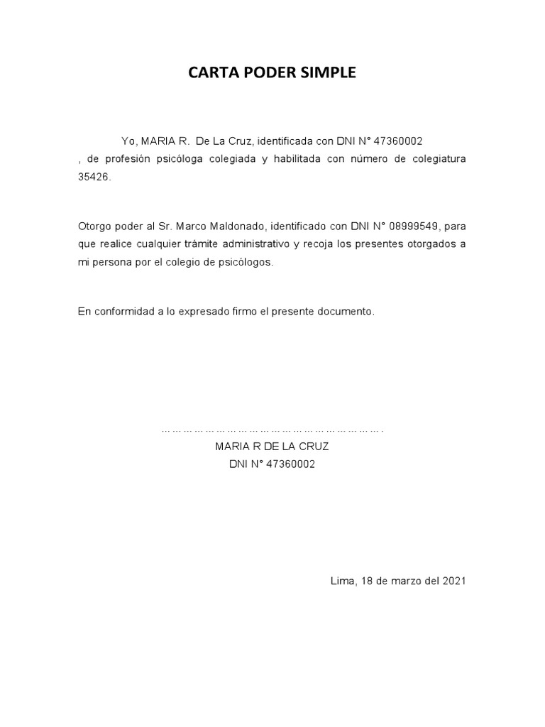 Carta Poder Simple | PDF