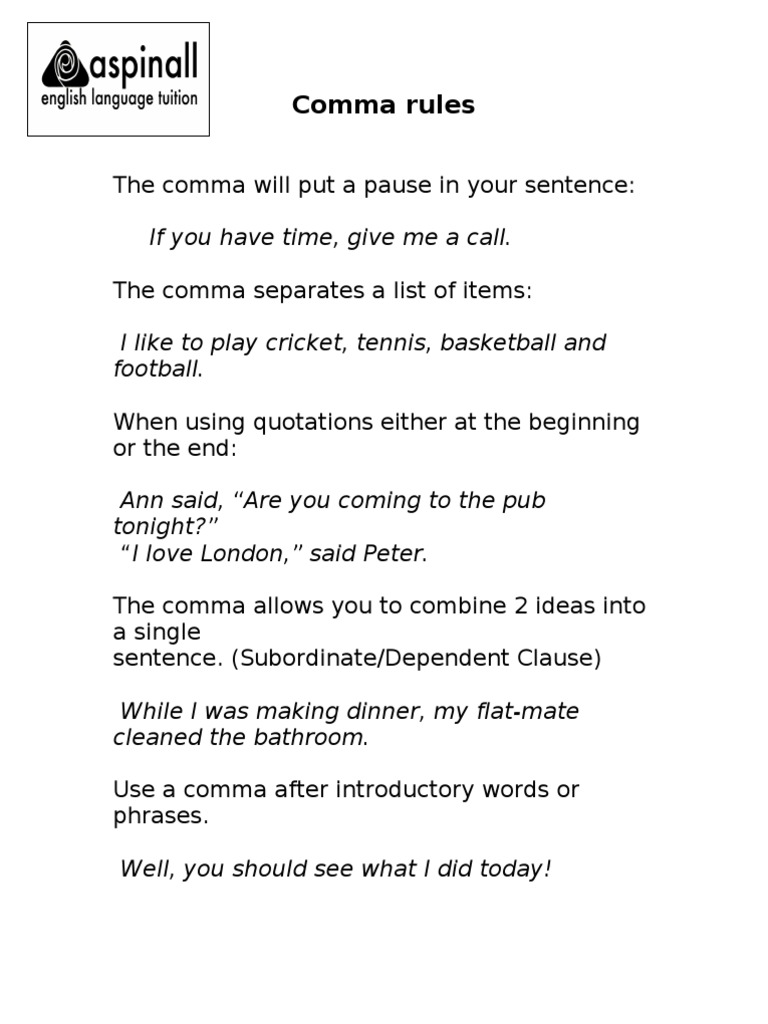 Essential Comma Usage Rules | PDF | Language Arts & Discipline