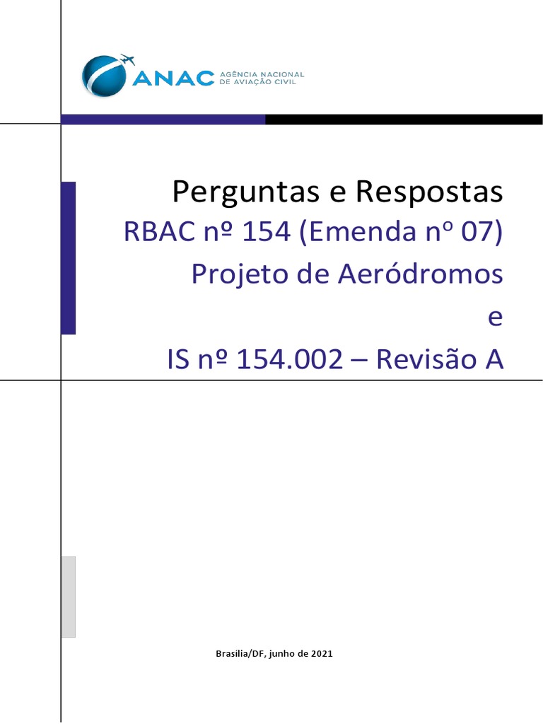 Perguntas e Respostas RBAC Nº 154 Emenda Nº 07 | PDF | Pista | Emenda Constitucional