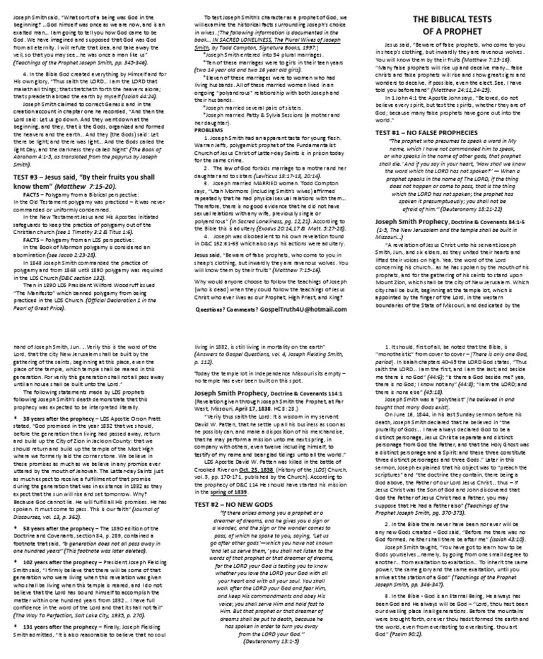 Biblical Tests of A Prophet | PDF | Prophet | Prophecy