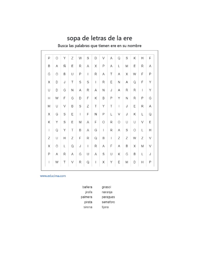 Tarea Palabras Con Ere | PDF