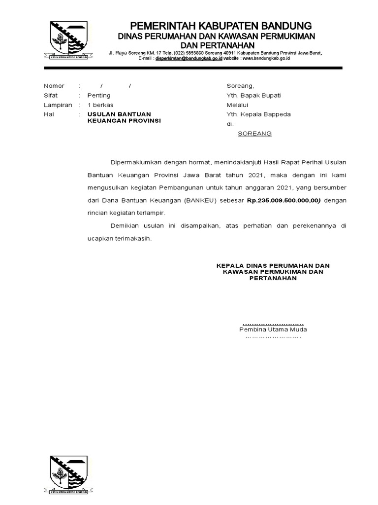 Contoh Format Usulan Anggaran | PDF