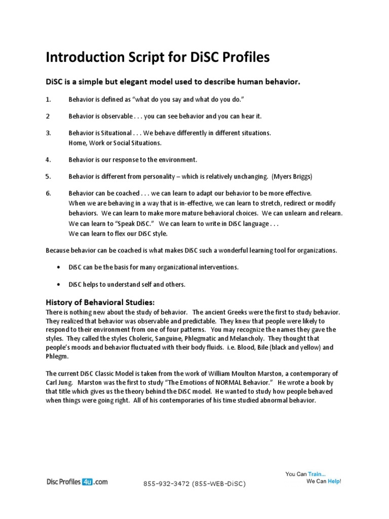 Introduction Script For DiSC Profiles | PDF