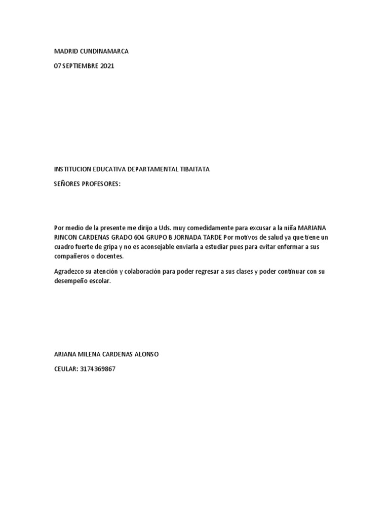 Excusa Escolar | PDF