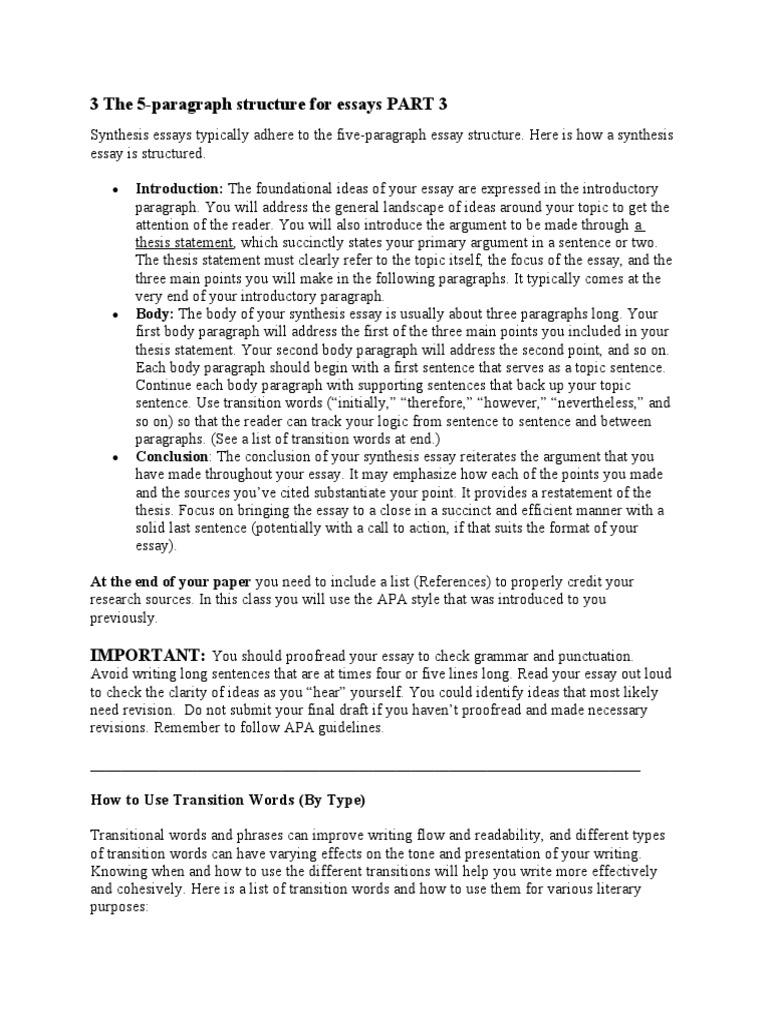 Synthesis Essay Structure Guide | PDF | Essays | Argument