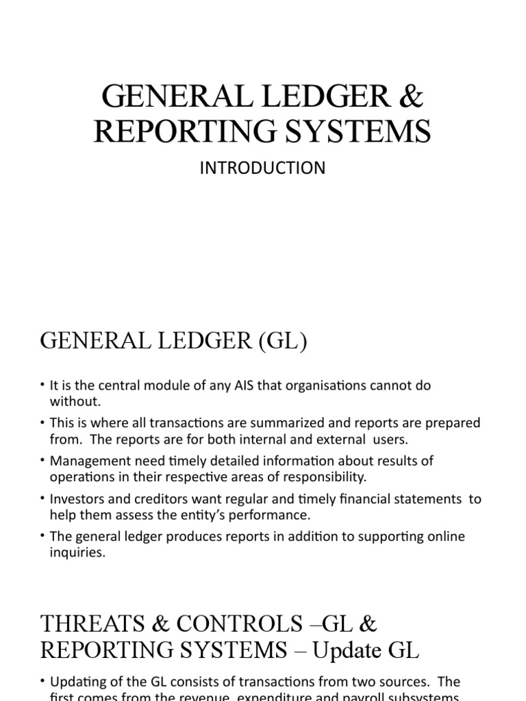General Ledger & Reporting Systems | PDF | Debits And Credits | Accounting