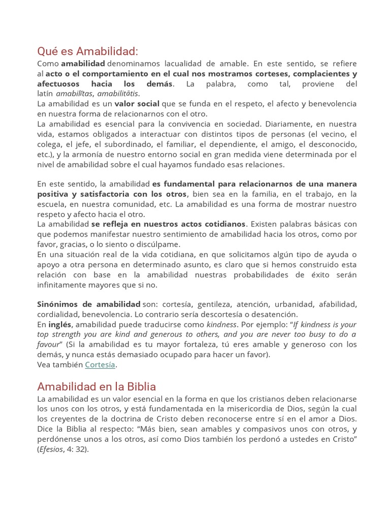 Qué Es Amabilidad | PDF