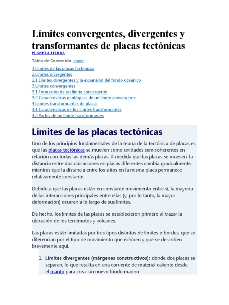 Límites Convergentes, Divergentes y Transformadas | PDF | Placas ...