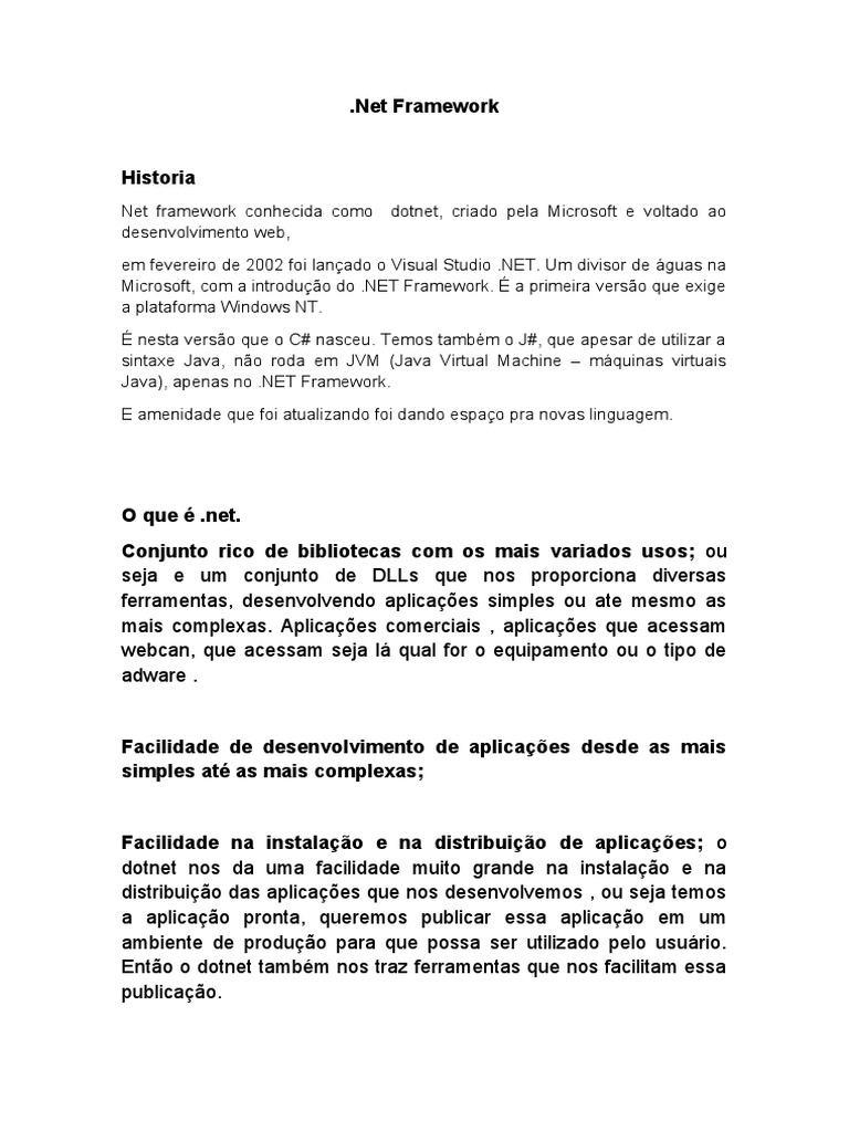Net Framework | PDF | .Net Framework | Linguagem de programação