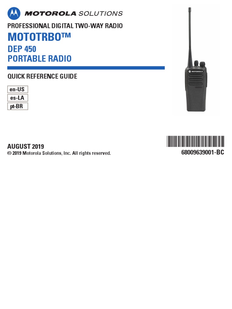 Mototrbo™: DEP 450 Portable Radio | PDF | Programming | Computer Program