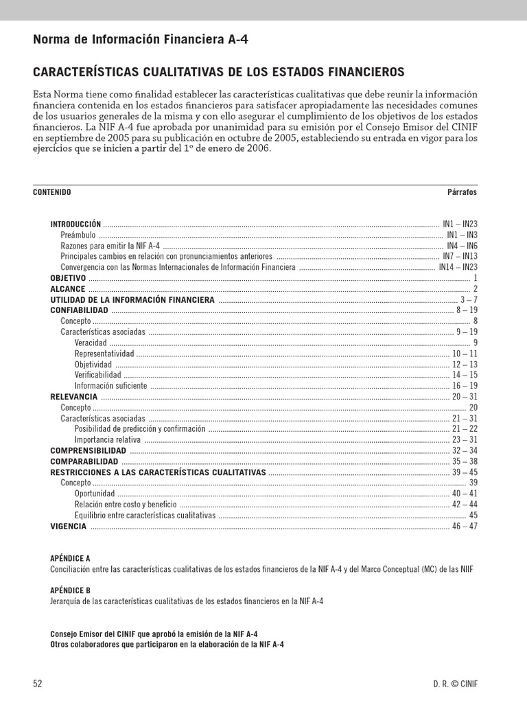 Nif A-4 | PDF | Estado financiero | normas internacionales de ...