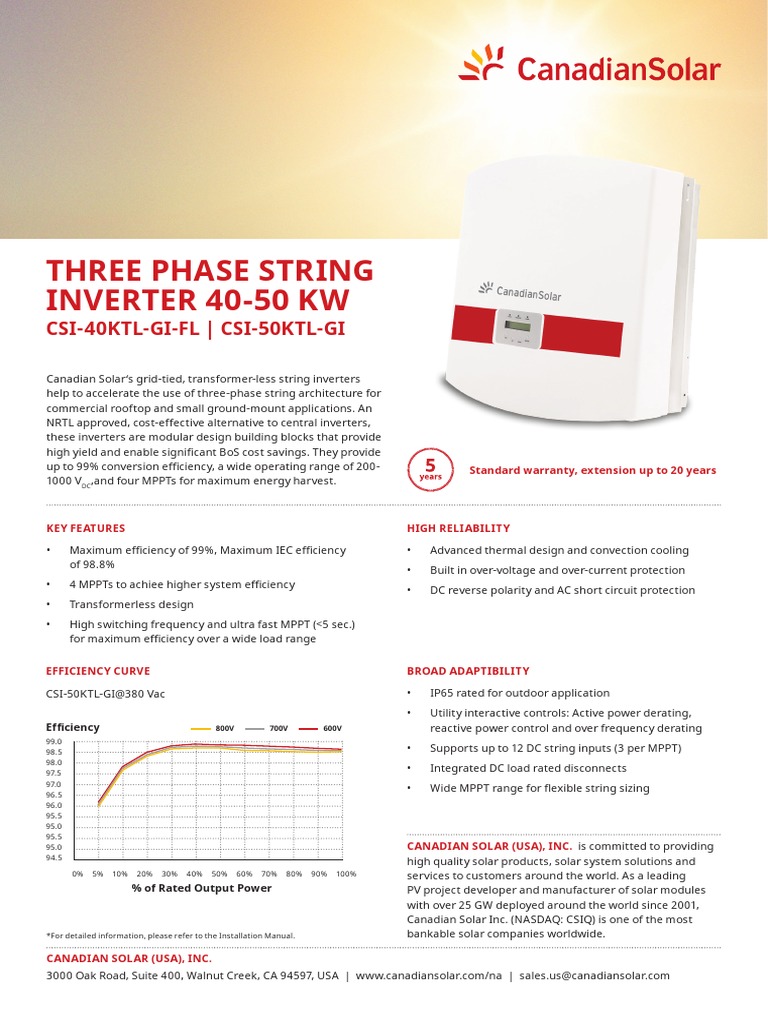 Three Phase String Inverter 40-50 KW: CSI-40KTL-GI-FL - CSI-50KTL-GI ...