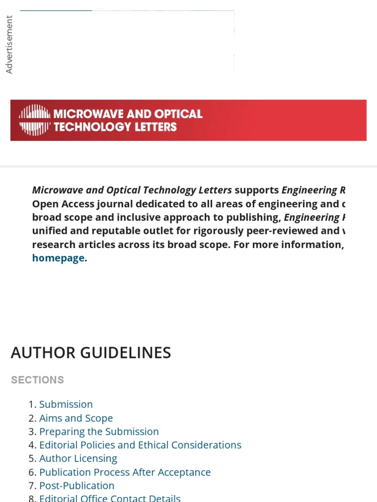 Author Guidelines - Microwave and Optical Technology Letters - Wiley ...