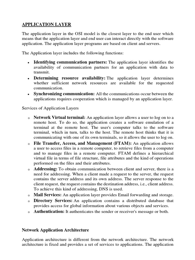 Computer Networks Application Layer Notes Pdf File Transfer Protocol Client Server Model