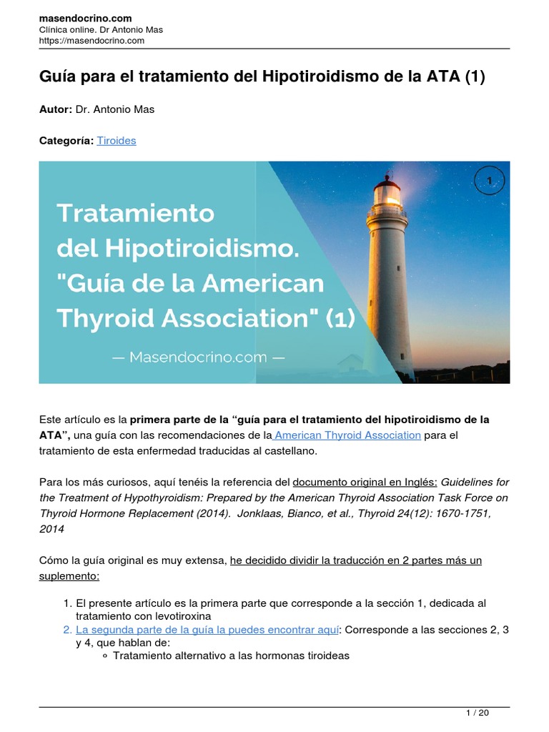 Guía para El Tratamiento Del Hipotiroidismo de La ATA (1) : Tiroides ...