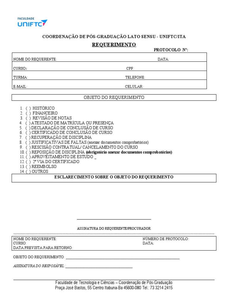 Requerimento de Documentos Acadêmicos | PDF