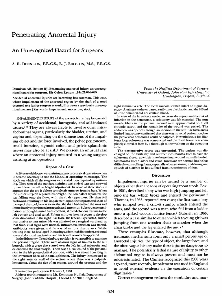Anorectal Impalement Injury Case Study | PDF | Rectum | Large Intestine