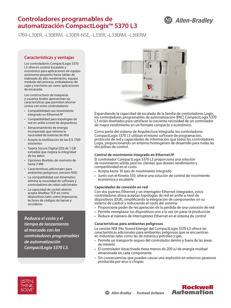Controladores Programables de Automatización Compactlogix™ 5370 L3 | PDF