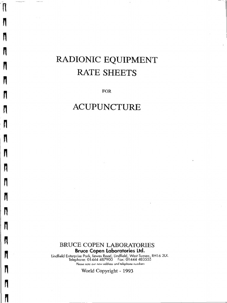 Copen Acupuncture - Radionic Equipment Rate Sheets | PDF | Clinical ...