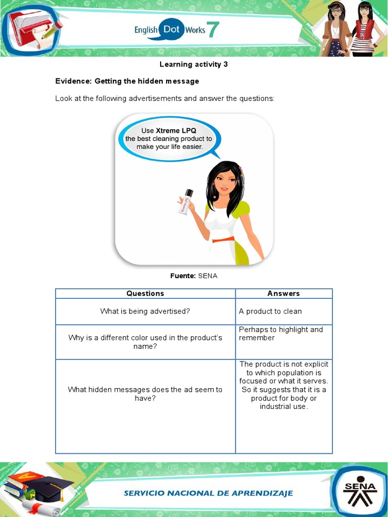 Learning Activity 3 Evidence: Getting The Hidden Message: Fuente: SENA ...