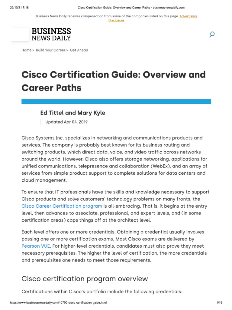 00 - Cisco Certification Guide - Overview and Career Paths | PDF