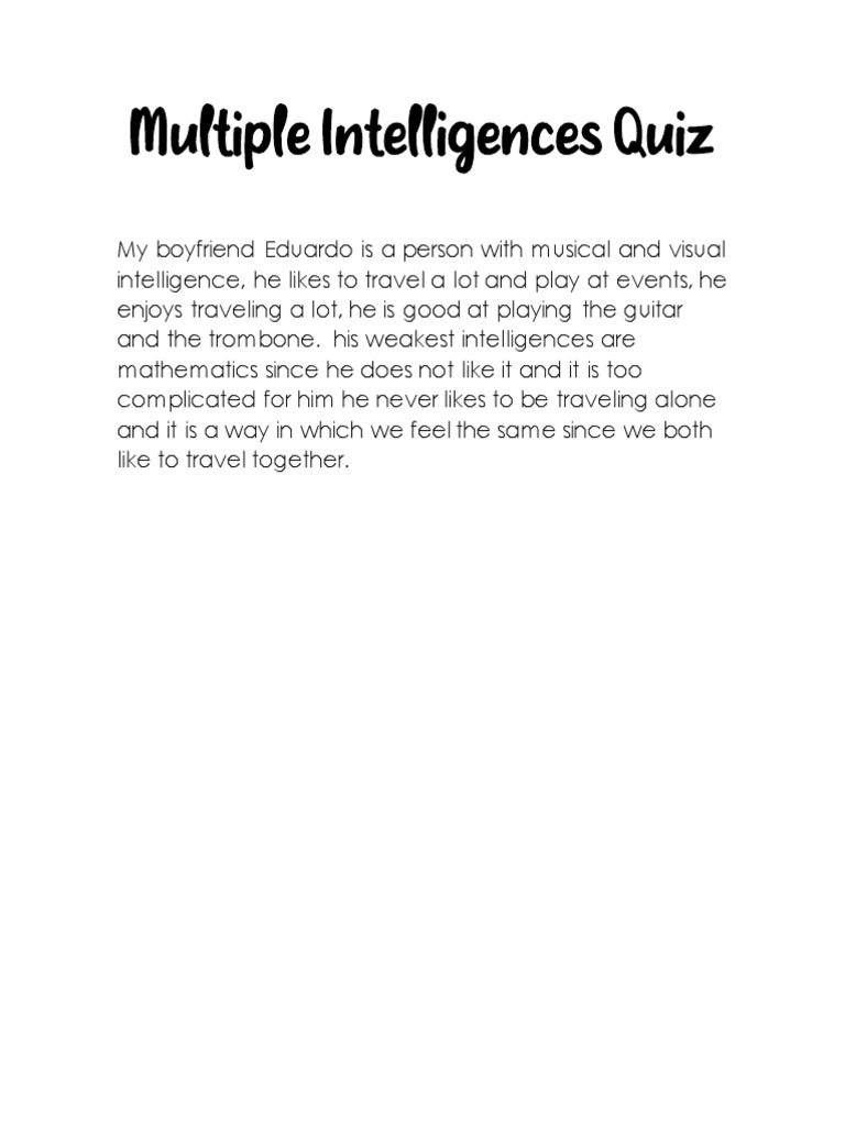 Multiple Intelligences Quiz | PDF