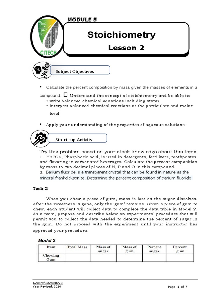 Stoichiometry and Chemical Equations | PDF | Molecules | Chemical Reactions