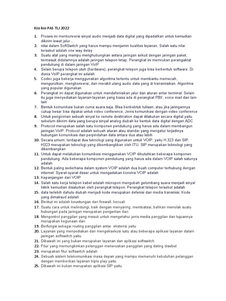 Kisi Kisi PAS TLJ | PDF