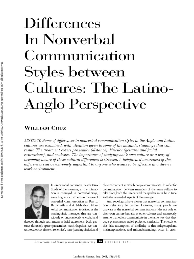 Differences in Nonverbal Communication Styles Between Cultures: The ...