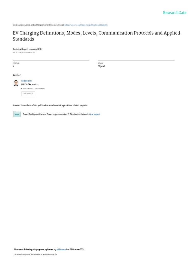 EV Charging Definitions, Modes, Levels, Communication Protocols and ...
