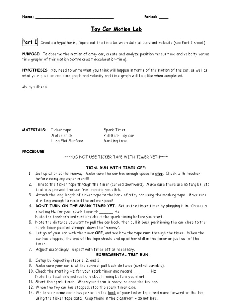 Toy Car Motion Lab | PDF | Acceleration | Velocity