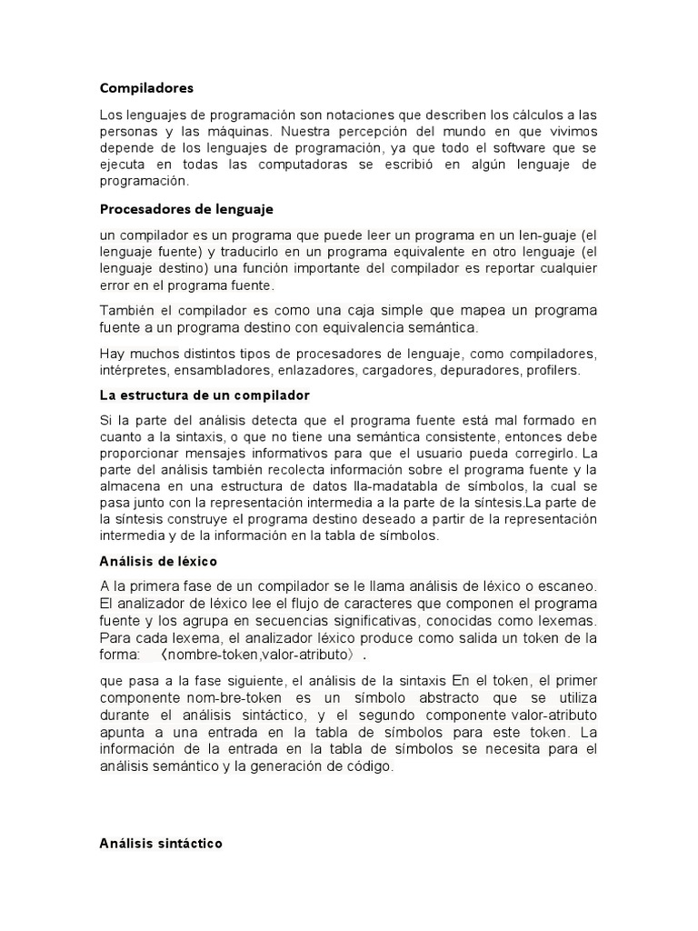 Resumen | PDF | Compilador | Lenguaje de programación