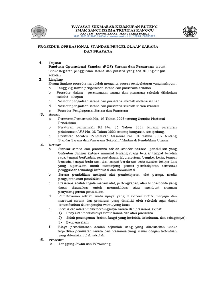 Sop Sarana Dan Prasana Ok | PDF