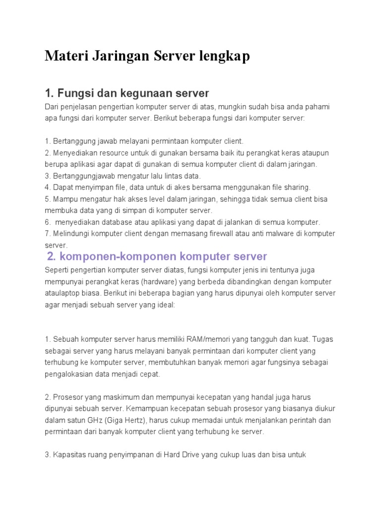 Materi Jaringan Server Lengkap | PDF