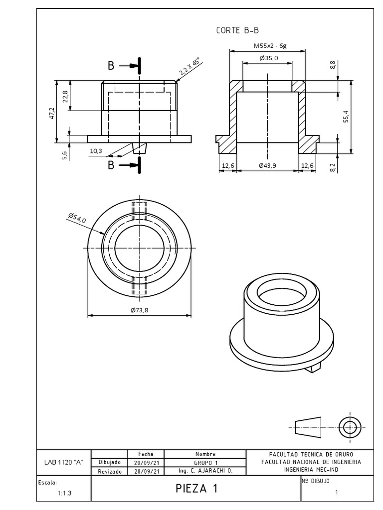Corte B-B Ingeniería Mecánica | PDF