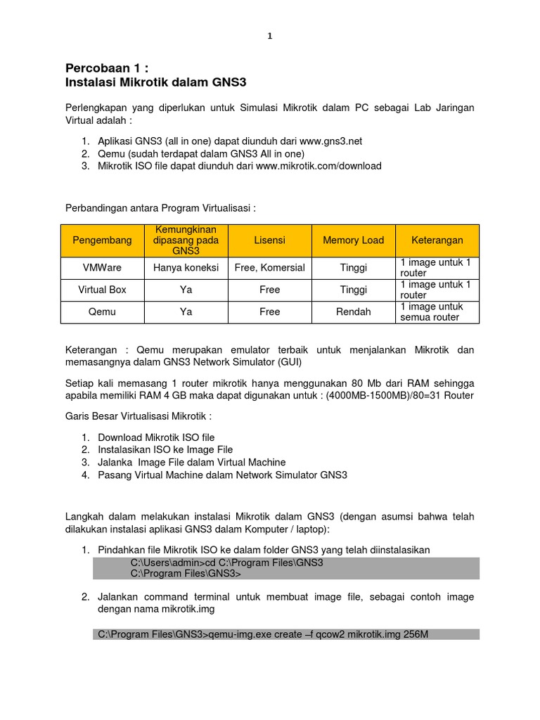 1.instalasi Mikrotik Dalam GNS3 | PDF | Game & Aktivitas