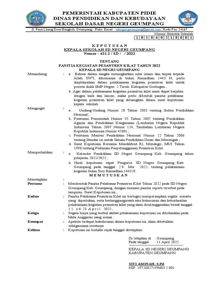 SK Pesantren Kilat SD | PDF