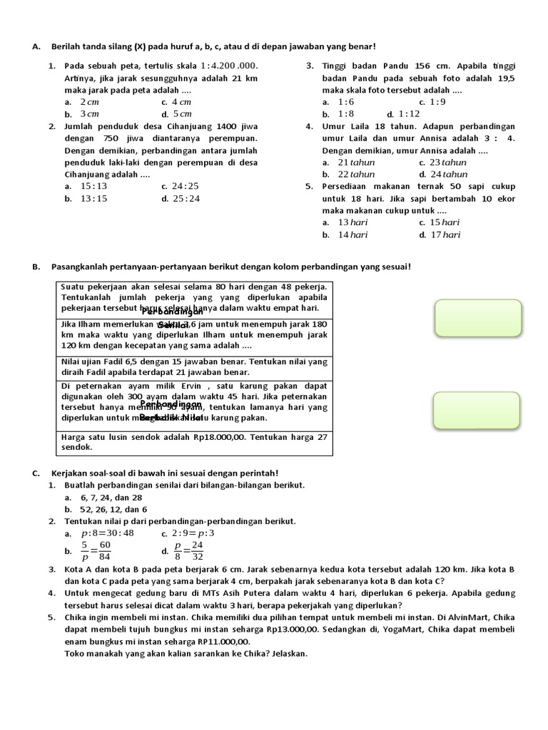 Perbandingan, Skala 15 Soal | PDF